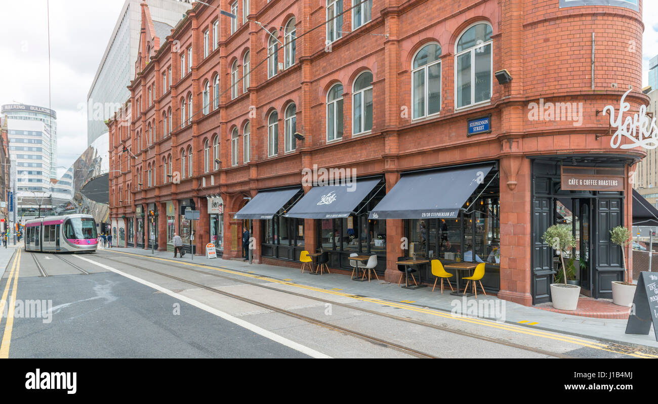 The Guildhall building and tram in Birmingham City Centre Stock Photo ...