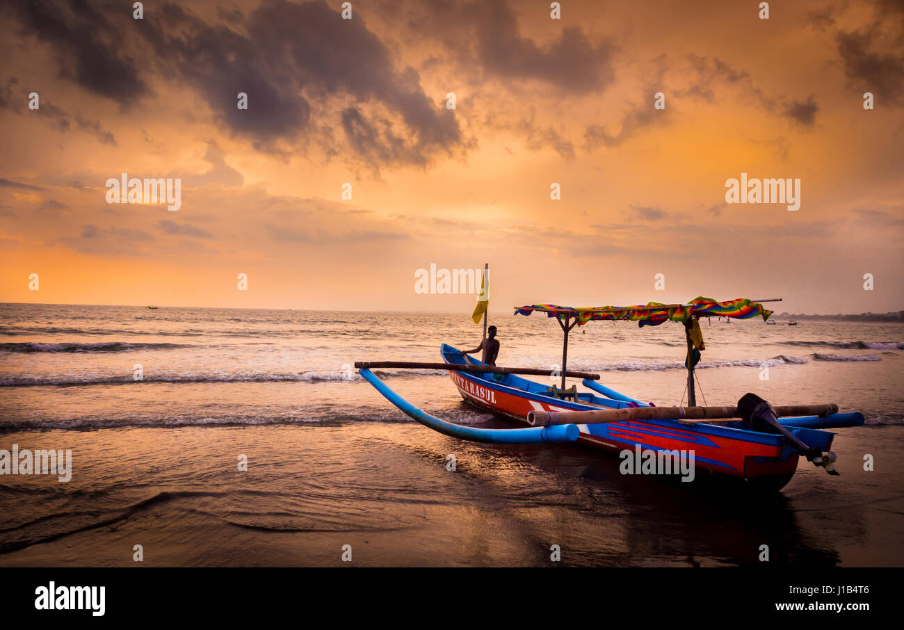 Sunset in Bali Beach, Indonesia Stock Photo - Alamy