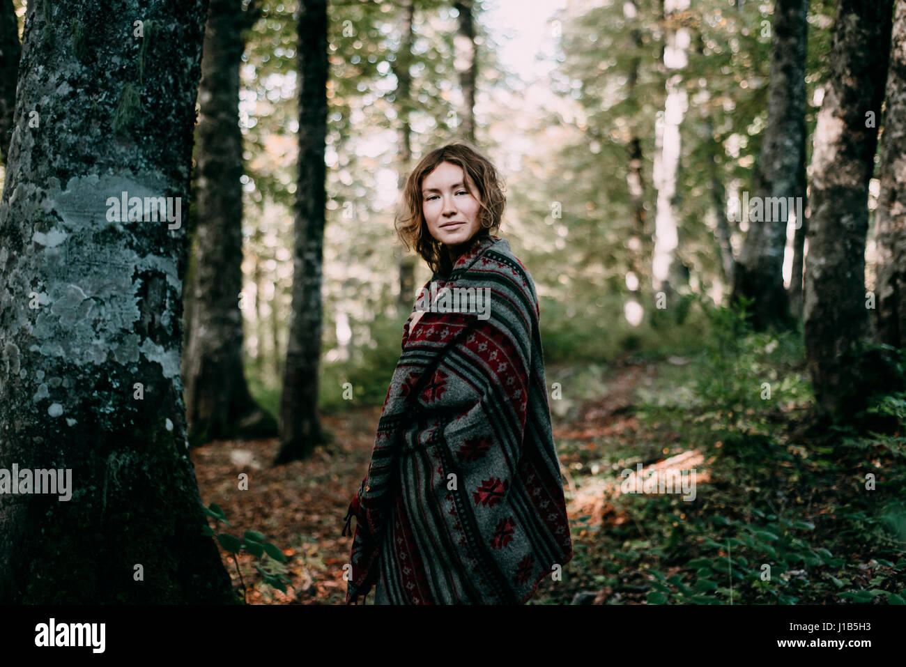 Woman wearing shawl hi-res stock photography and images - Alamy