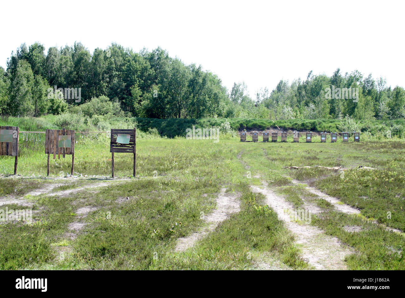 Shooting range with targets on proving ground in Belarus Stock Photo ...