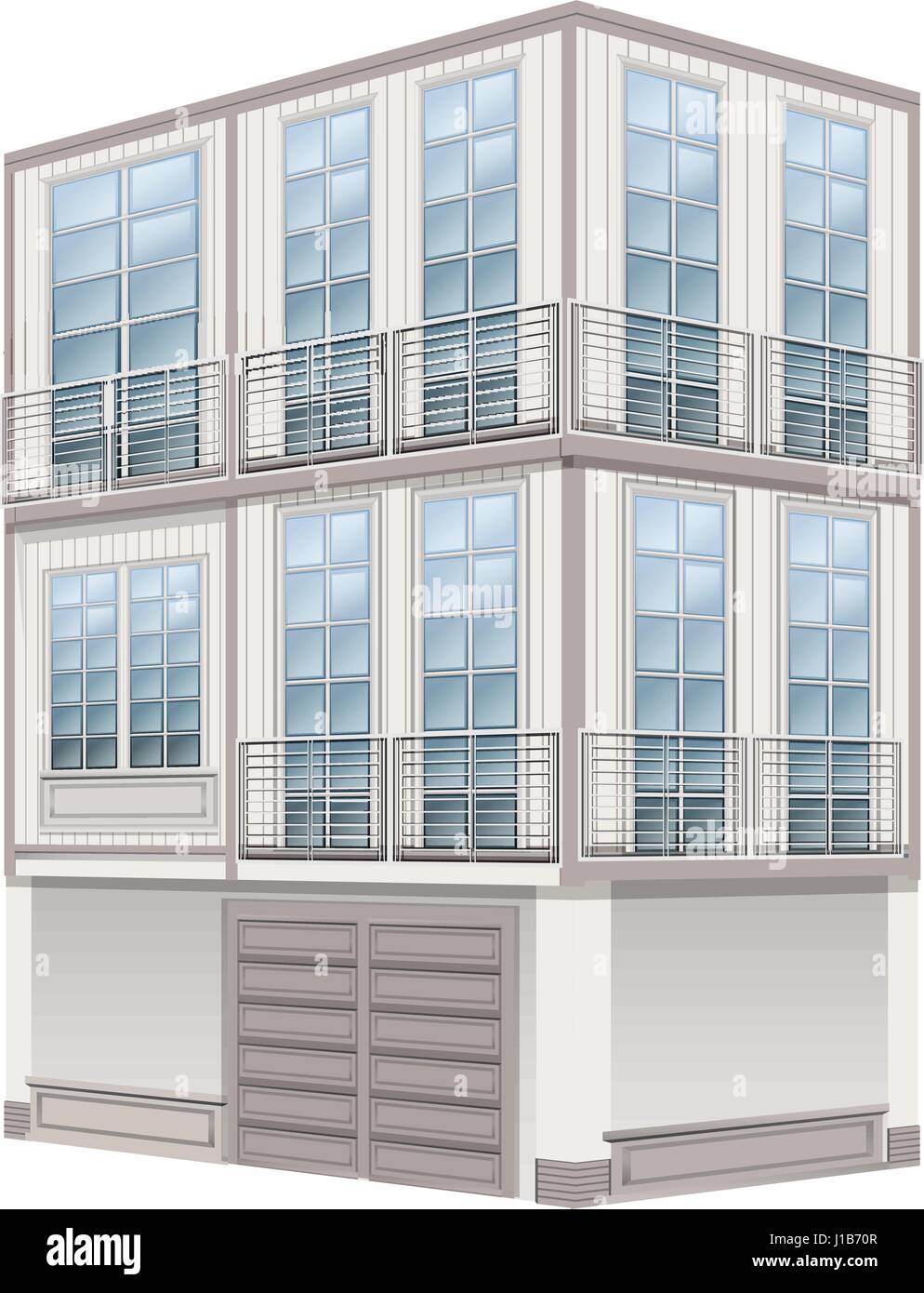 3D design for three storey building illustration Stock Vector Image ...