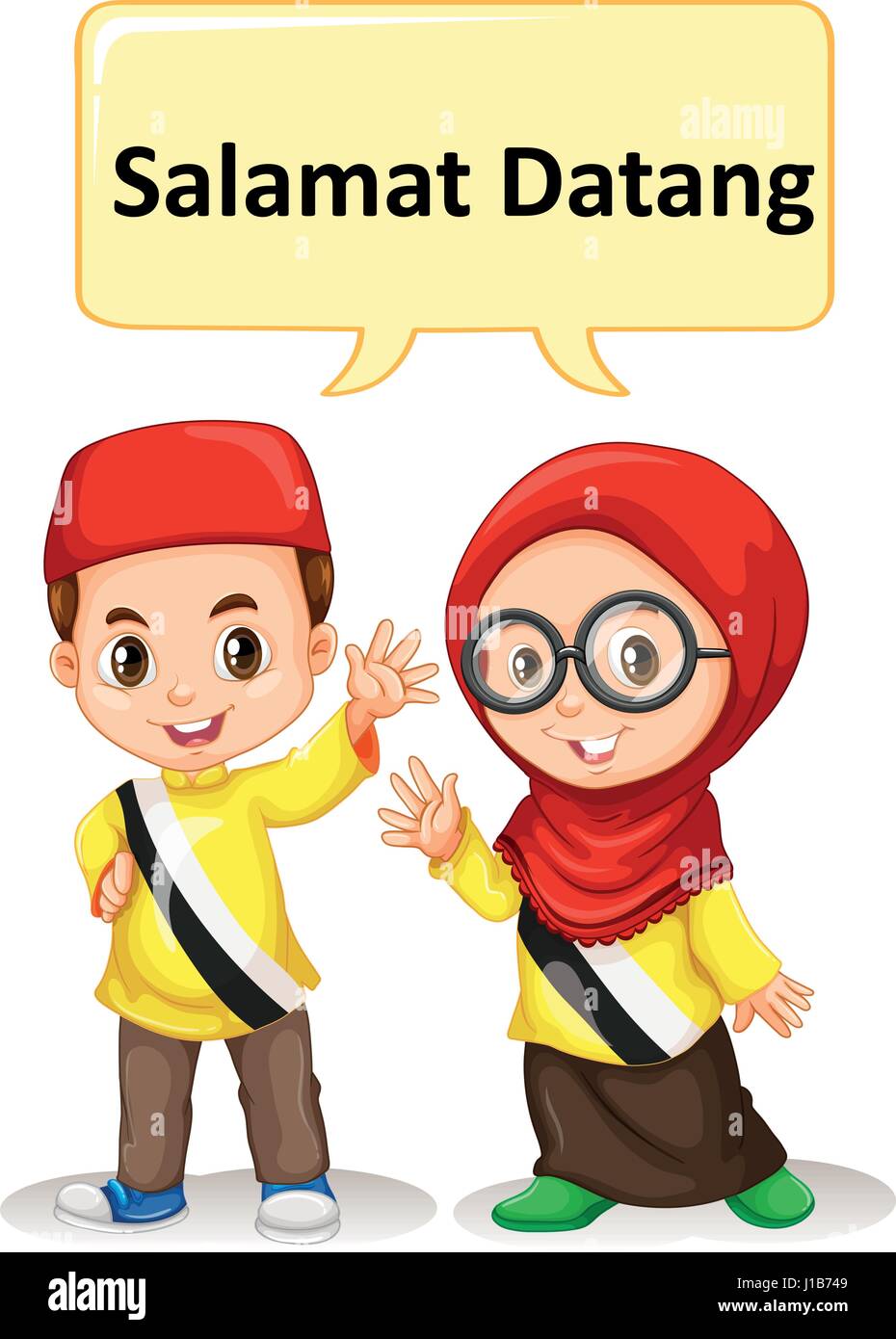 Brunei boy and girl saying hello illustration Stock Vector Image & Art ...