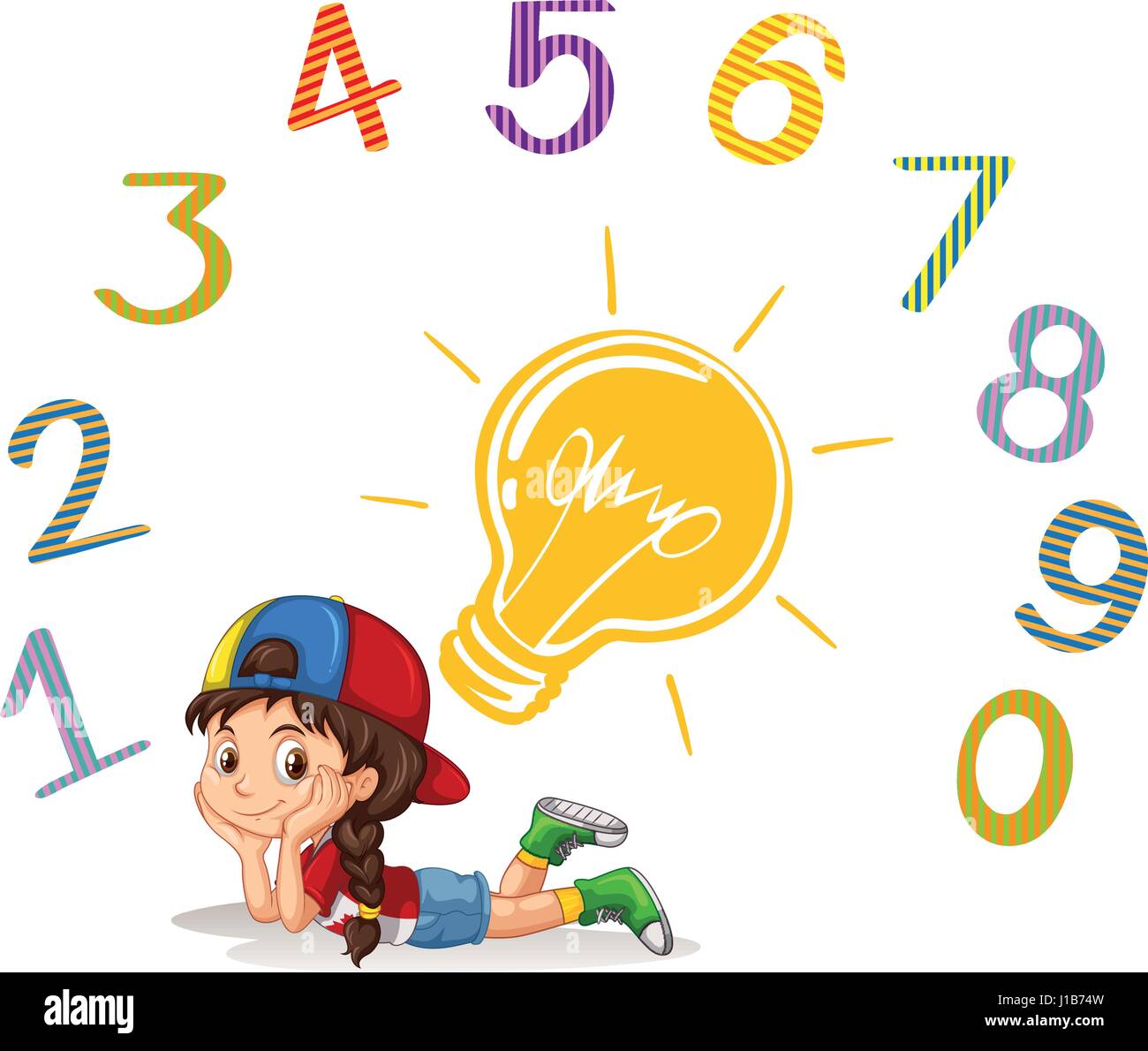 Girl and number one to zero illustration Stock Vector Image & Art - Alamy