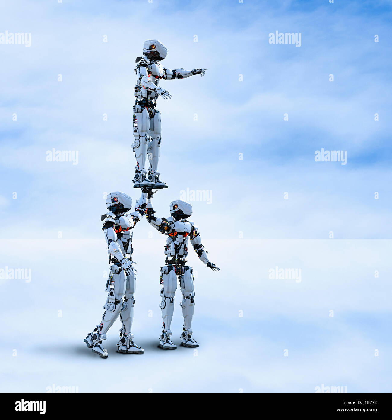 Cyborgs lifting pointing cyborg Stock Photo - Alamy