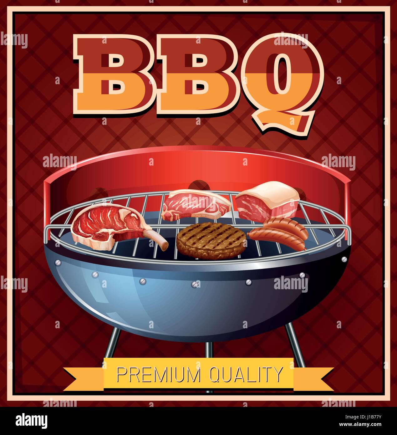 BBQ beef on grill illustration Stock Vector Image & Art - Alamy