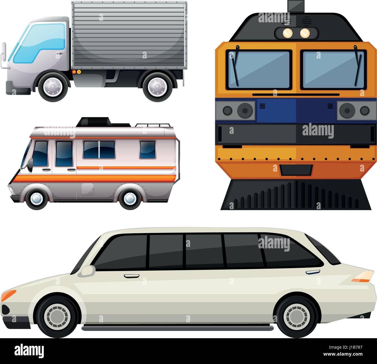 Different vehicles on white background illustration Stock Vector Image ...