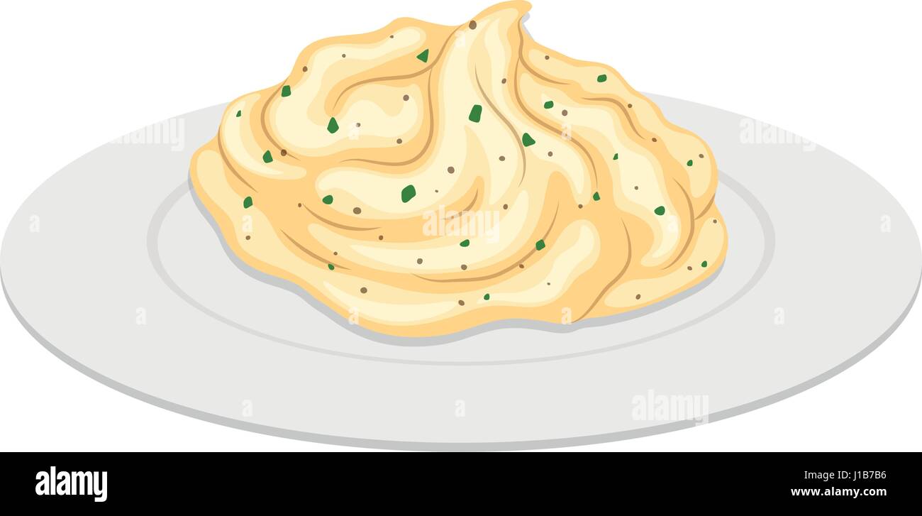 Mash potato on round plate illustration Stock Vector Image & Art - Alamy
