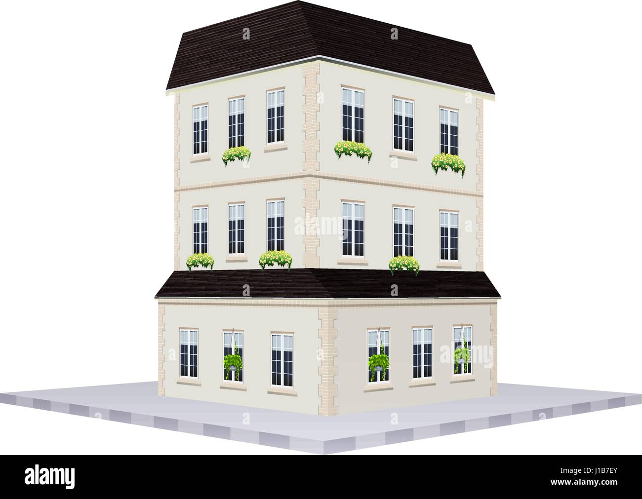 Building design for house with three floors illustration Stock Vector ...