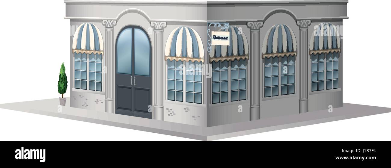 Architecture design for shop with vintage style illustration Stock ...