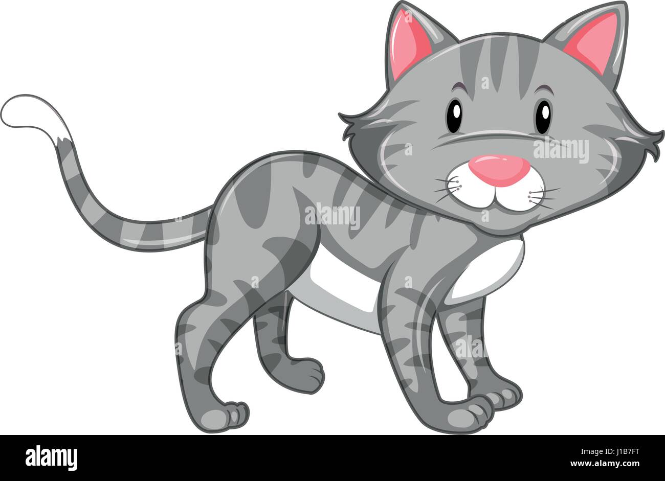 Gray cat with happy face illustration Stock Vector Image & Art - Alamy