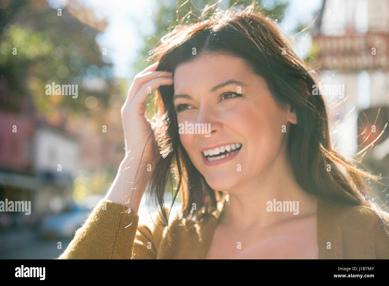 Woman blowing wind humour hi-res stock photography and images - Alamy