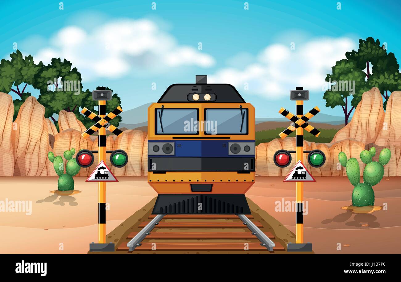 Train on the track illustration Stock Vector Image & Art - Alamy