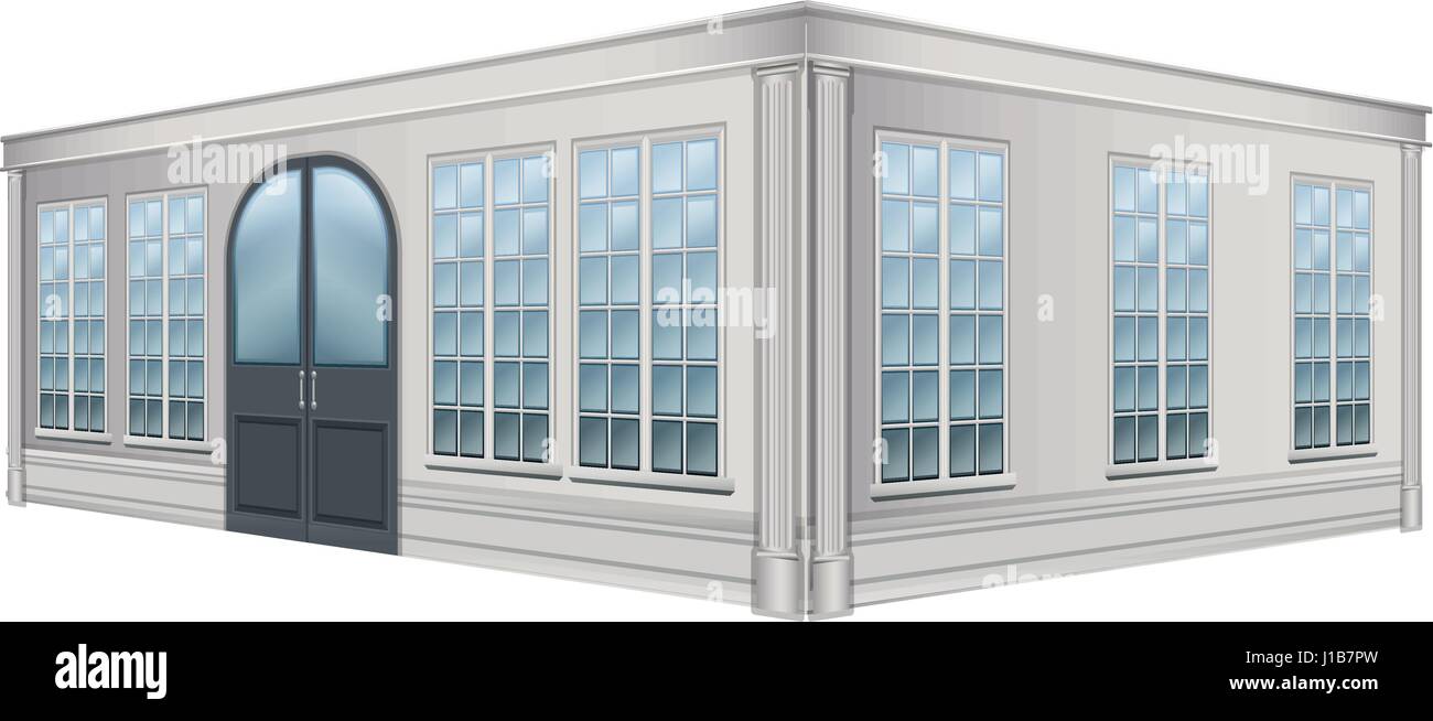 3D design for building with glass windows illustration Stock Vector ...