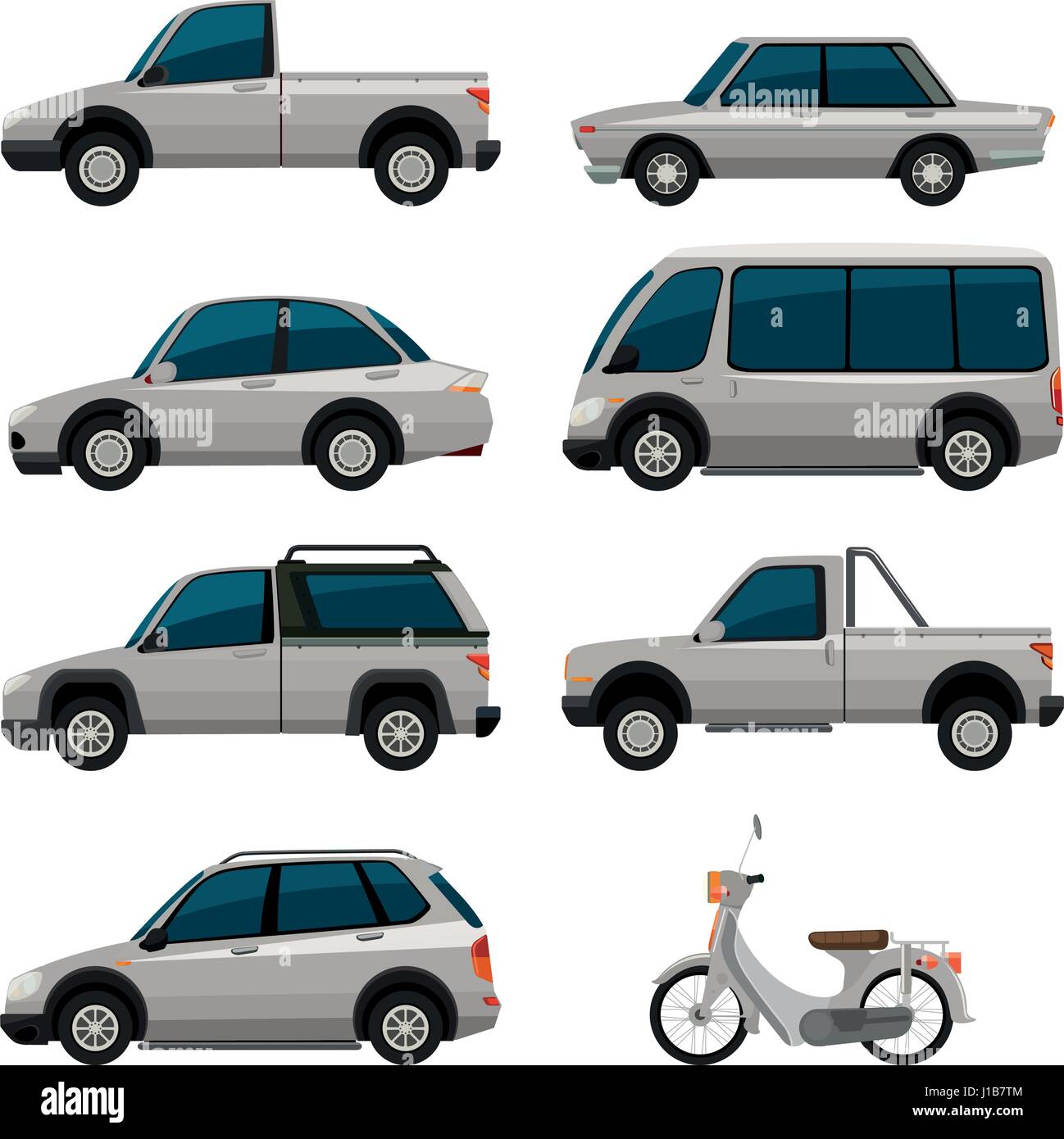 Different types of vehicles in white color illustration Stock Vector ...
