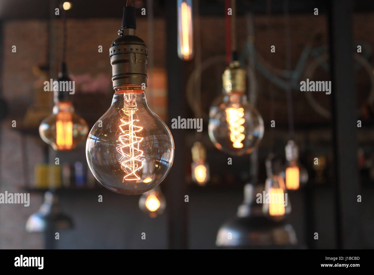 Set of light bulbs on beautiful background Stock Photo - Alamy