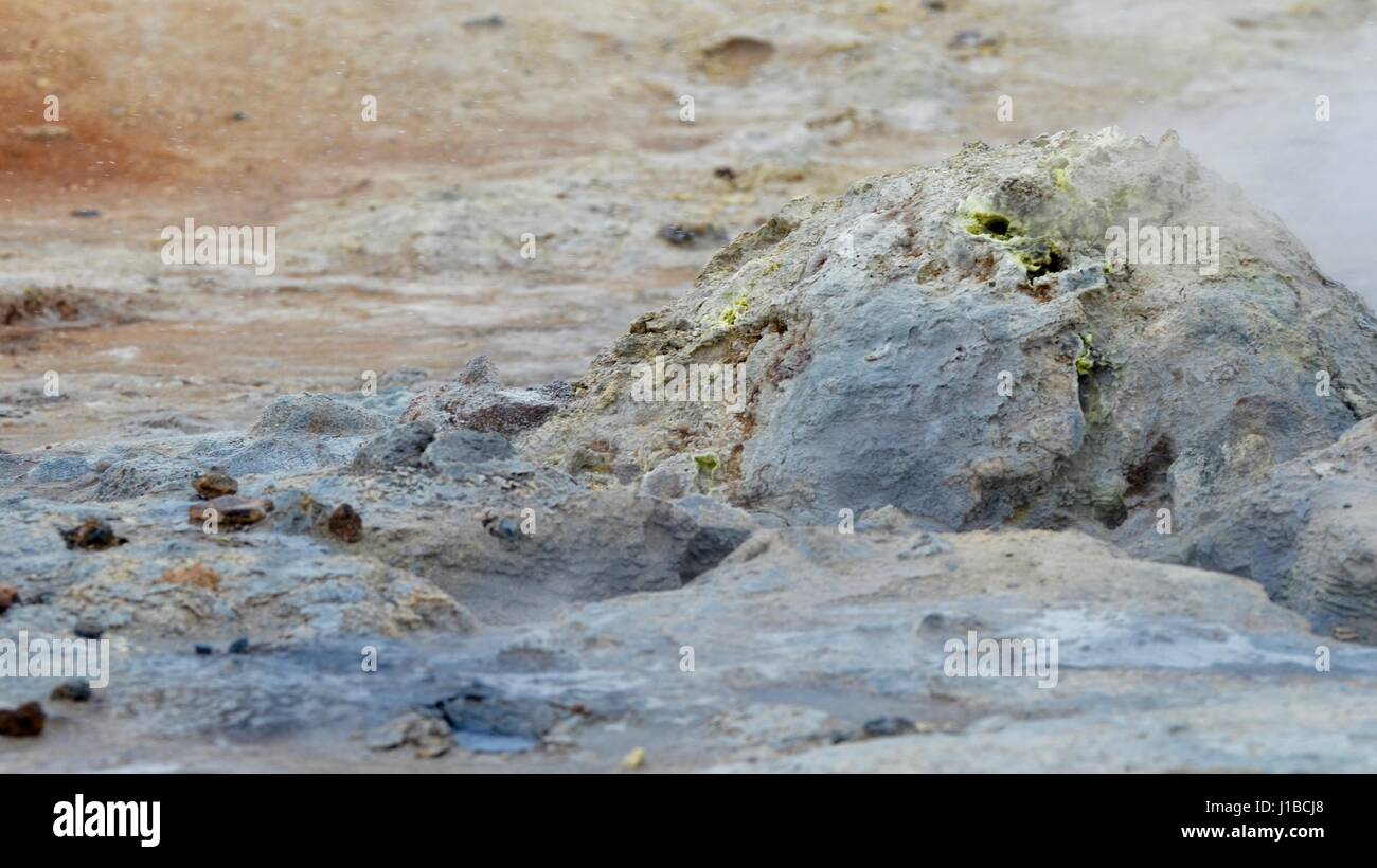 Sulfur Smokey Rocks in Iceland Stock Photo - Alamy