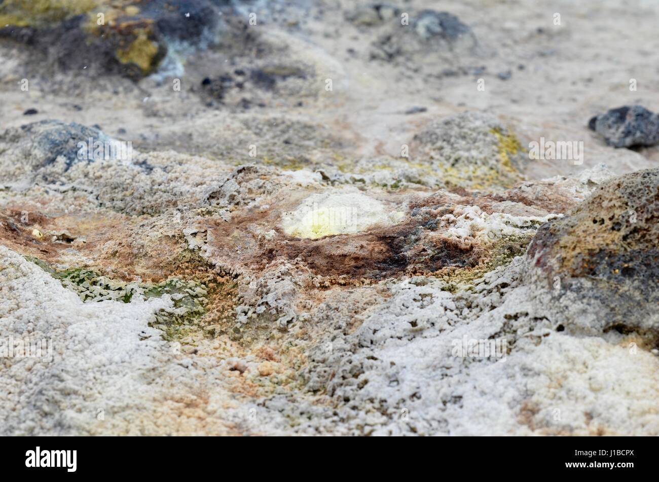 Sulfur Smokey Rocks in Iceland Stock Photo - Alamy