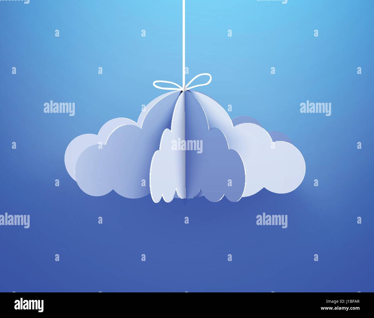 Paper cloud in origami style on the sky background Stock Vector Image ...