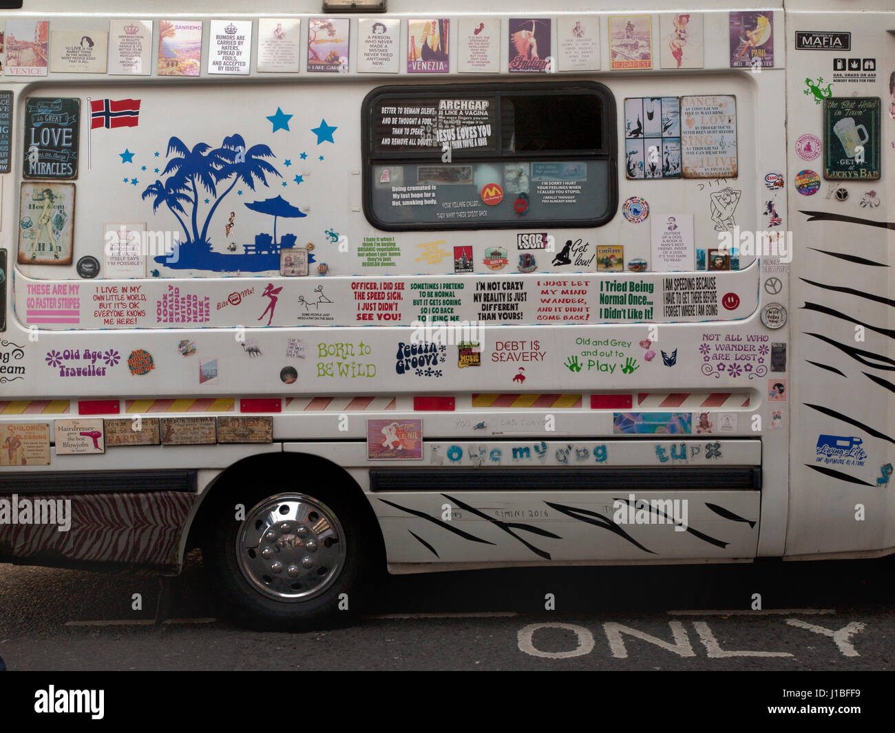 An extensively decorated camper van in Brighton Stock Photo - Alamy