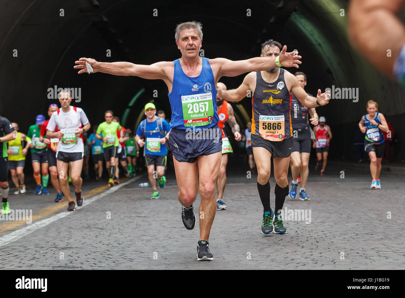 Rome, Italy - April 2nd, 2017: Athletes of the 23rd Rome Marathon to ...