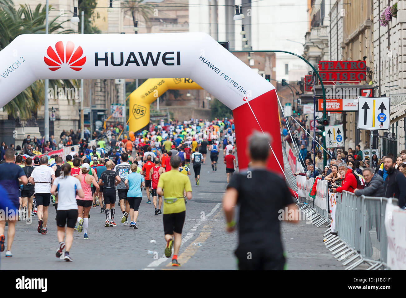 Rome, Italy - April 2nd, 2017: Athletes of the 23th Rome Marathon to ...