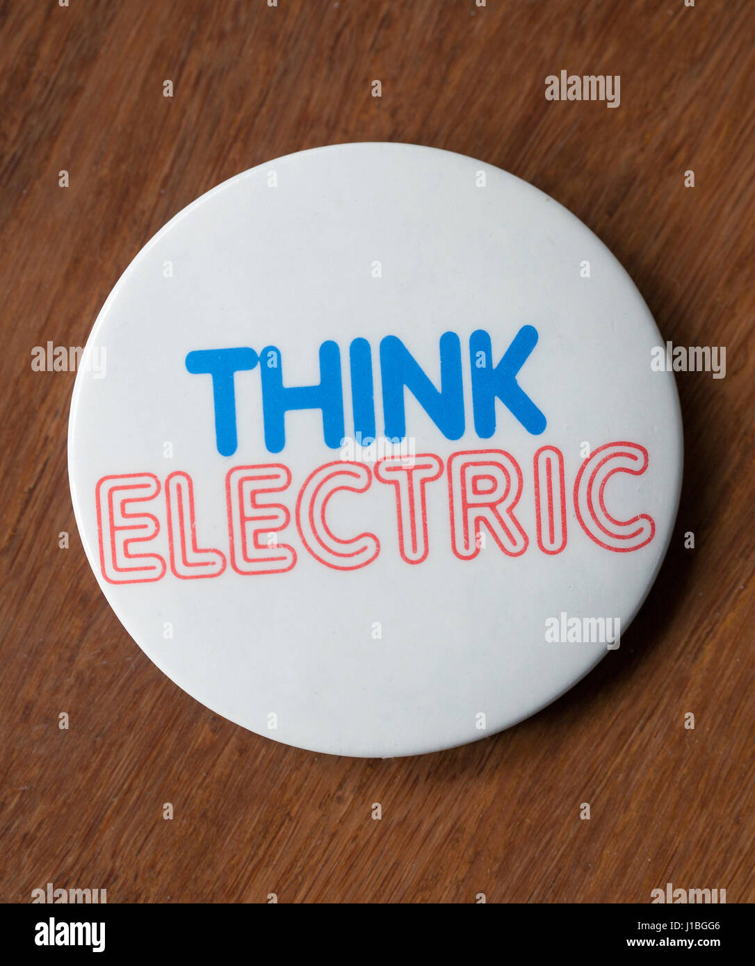 Vintage think electric badge british advertising campaign hi-res stock ...