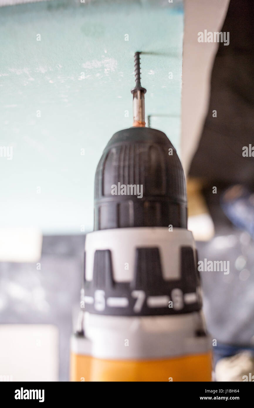 interior house alterations works Drywall Construction worker holding ...