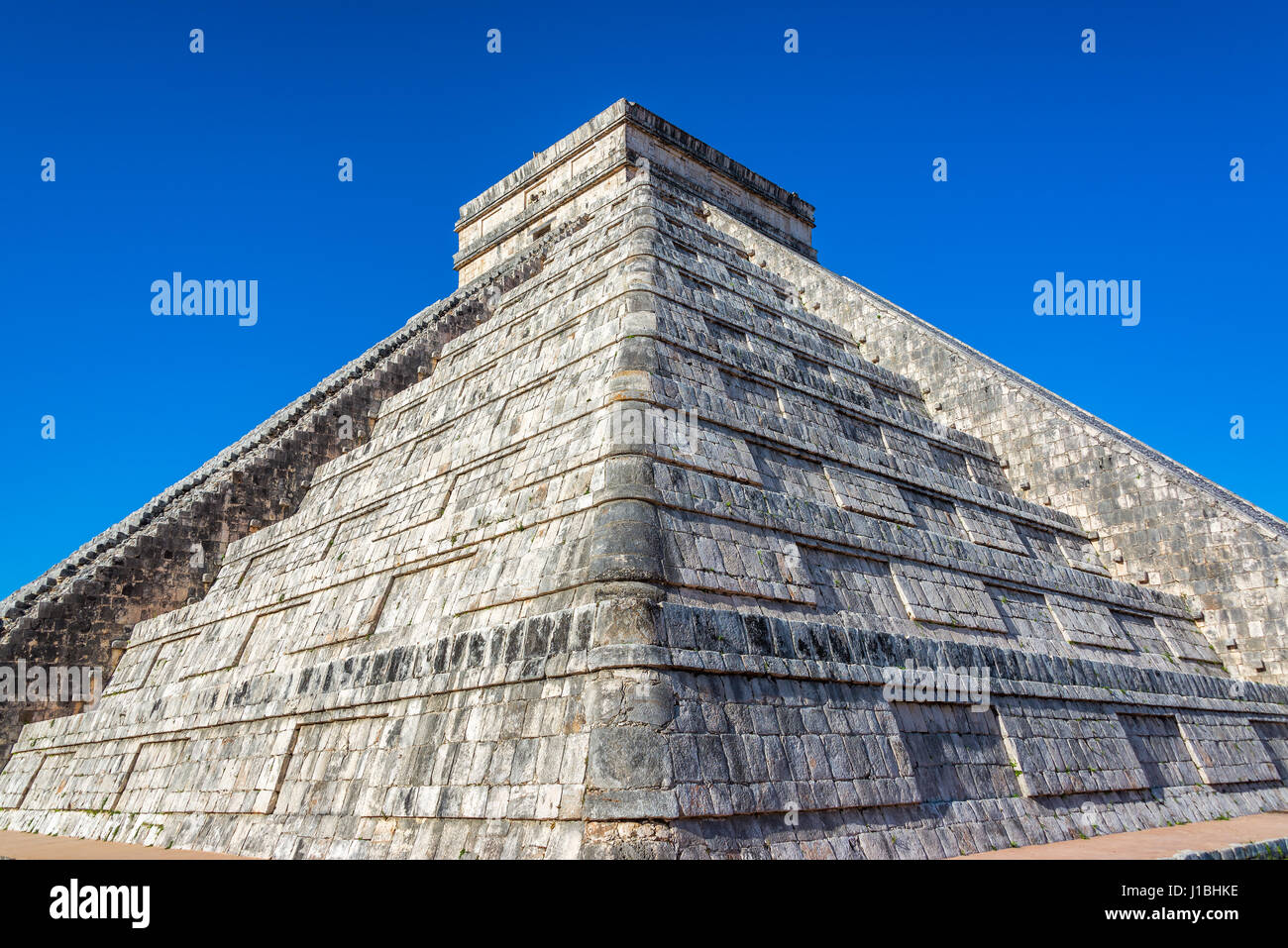 Closeup view of the pyramid known as El Castillo in the ruined Mayan ...