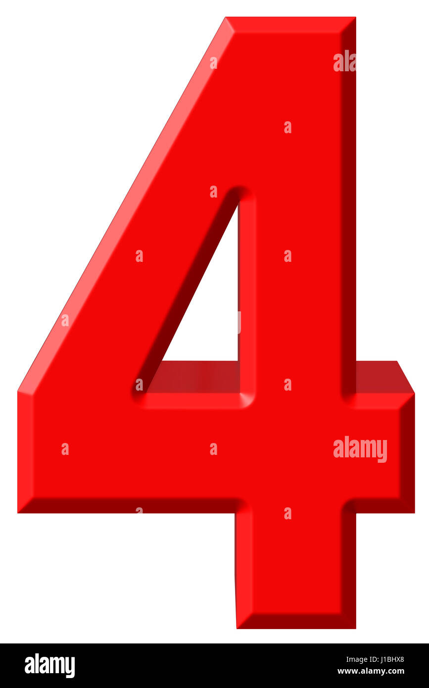 Numeral 4, four, isolated on white background, 3d render Stock Photo ...