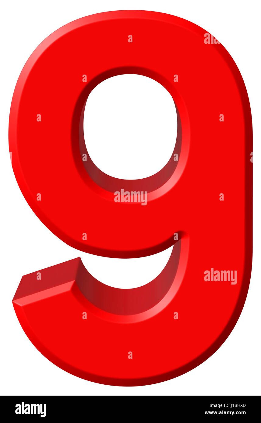 Numeral 9, nine, isolated on white background, 3d render Stock Photo ...