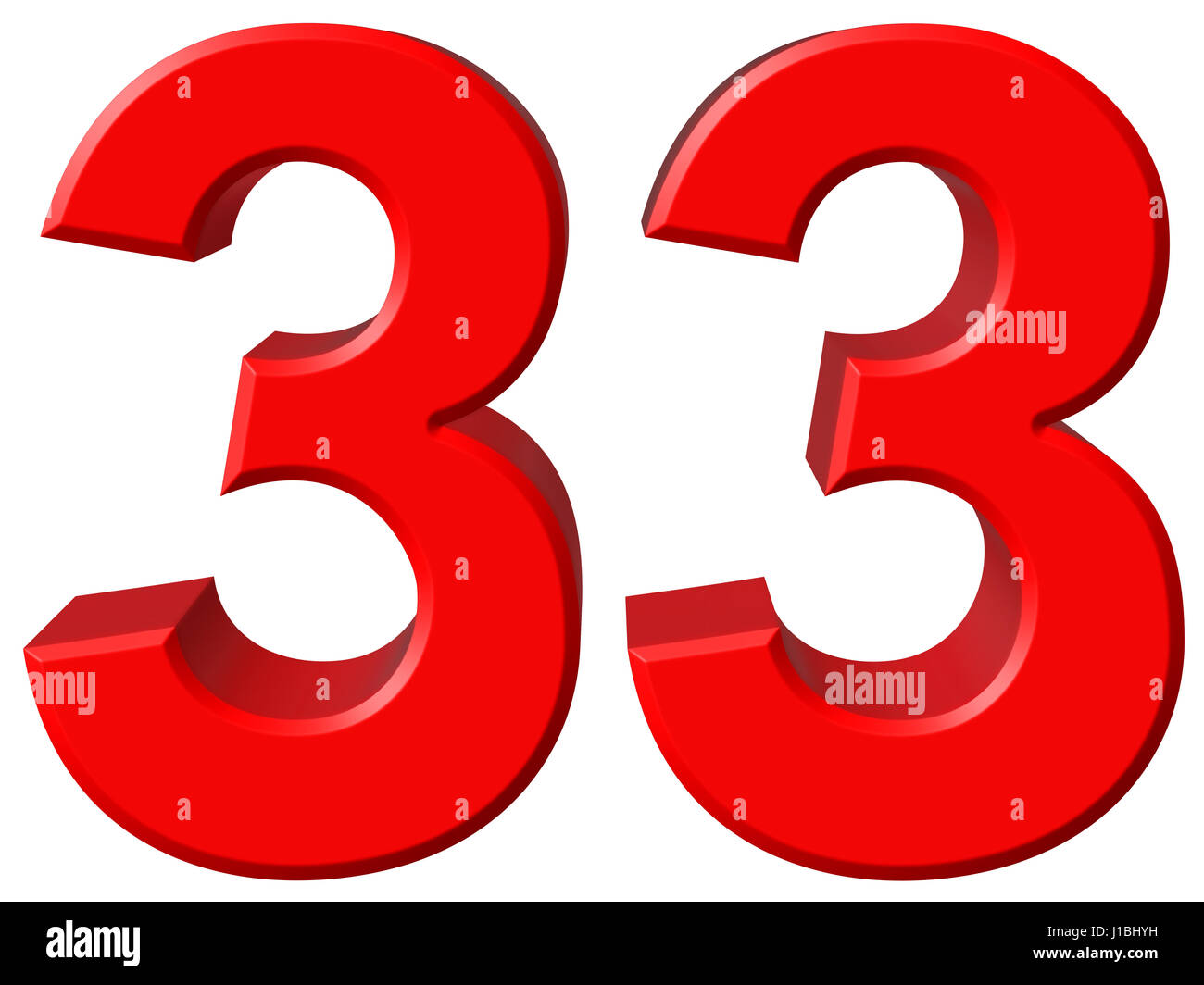 Numeral 33, thirty three, isolated on white background, 3d render Stock ...