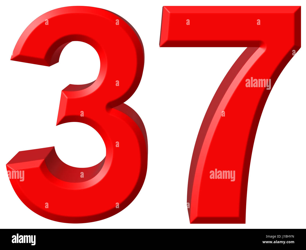 Numeral 37, thirty seven, isolated on white background, 3d render Stock ...