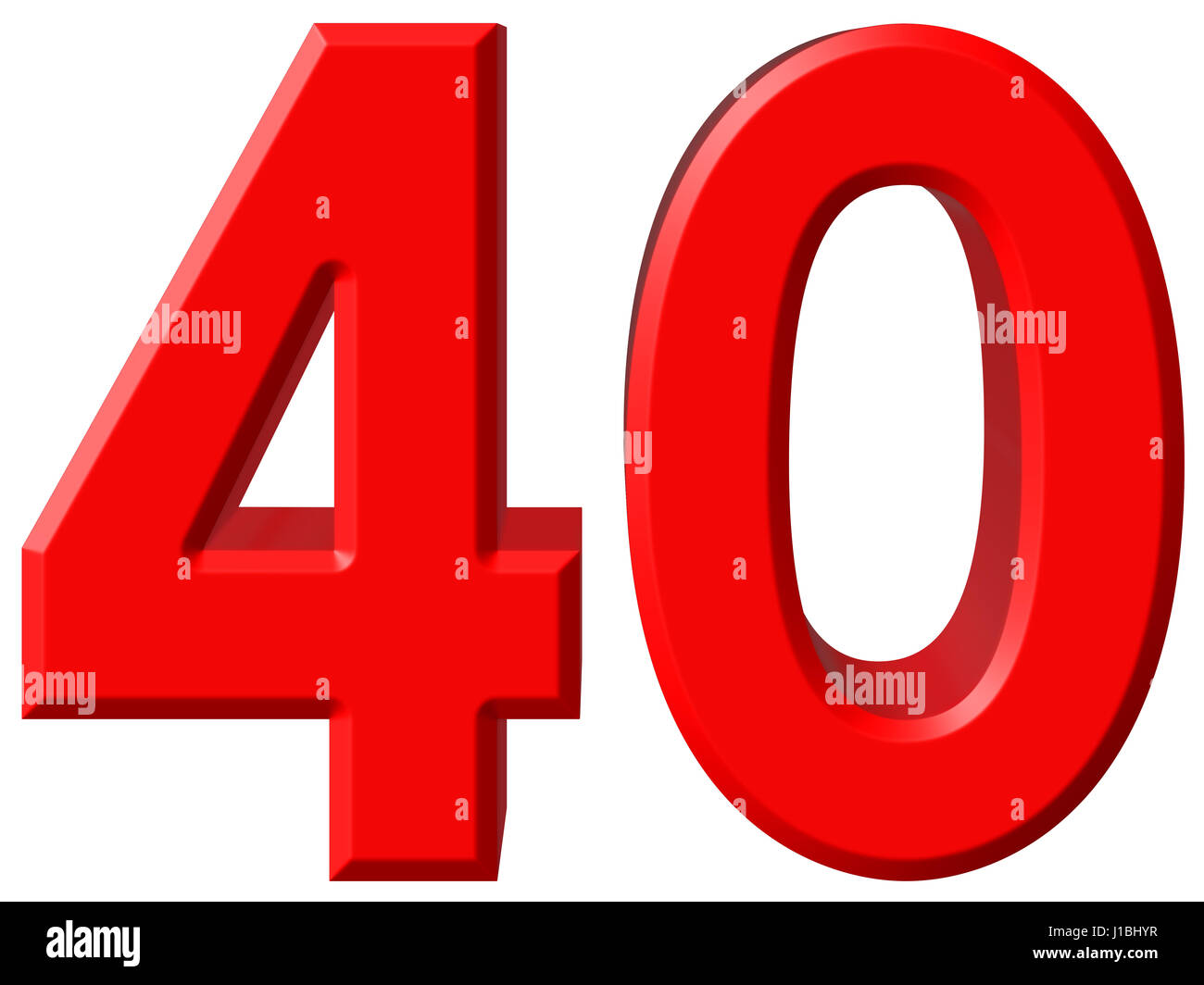 Numeral 40, forty, isolated on white background, 3d render Stock Photo ...