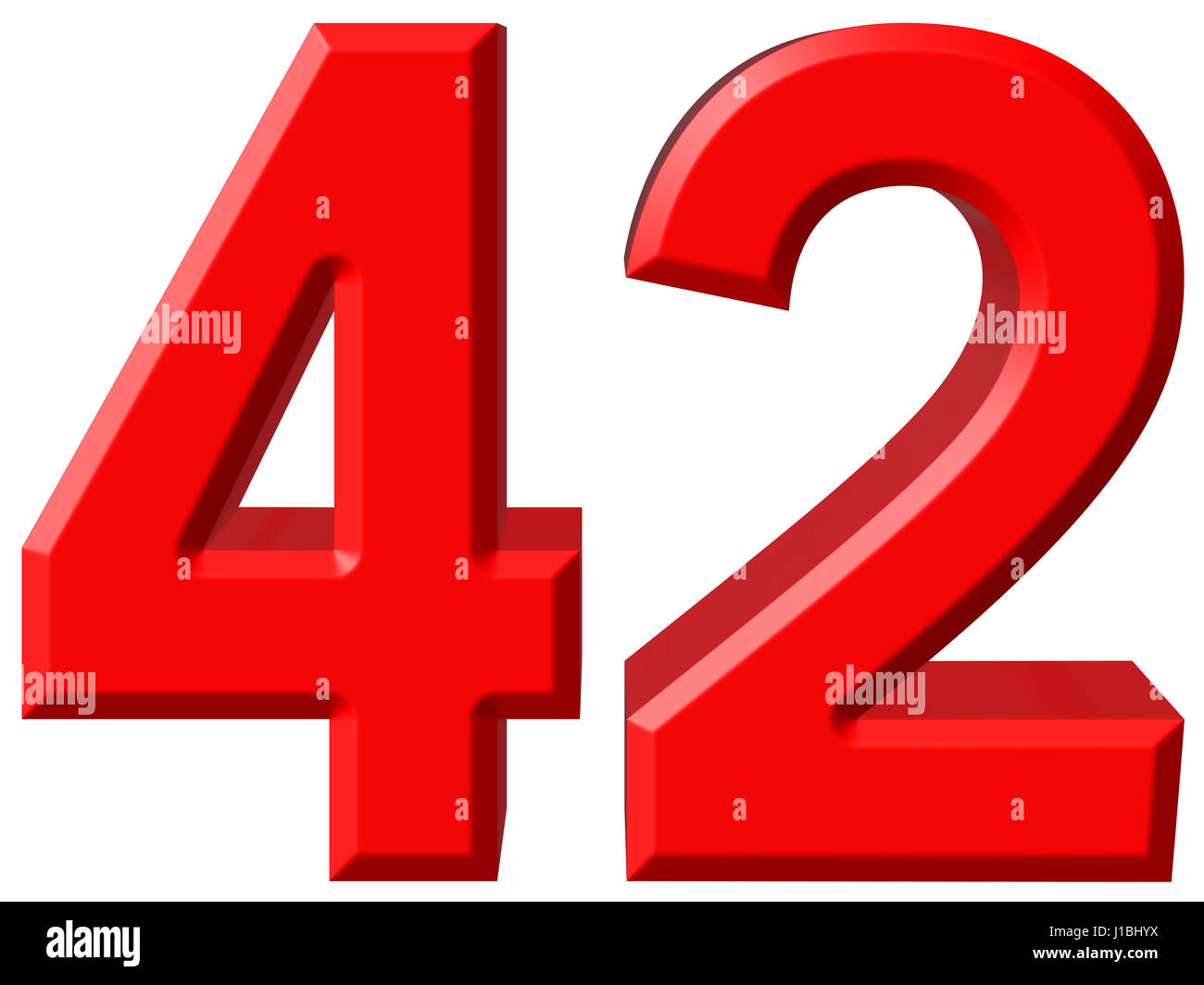 Numeral 42, forty two, isolated on white background, 3d render Stock ...