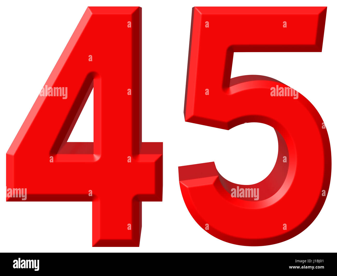 Numeral 45, forty five, isolated on white background, 3d render Stock ...