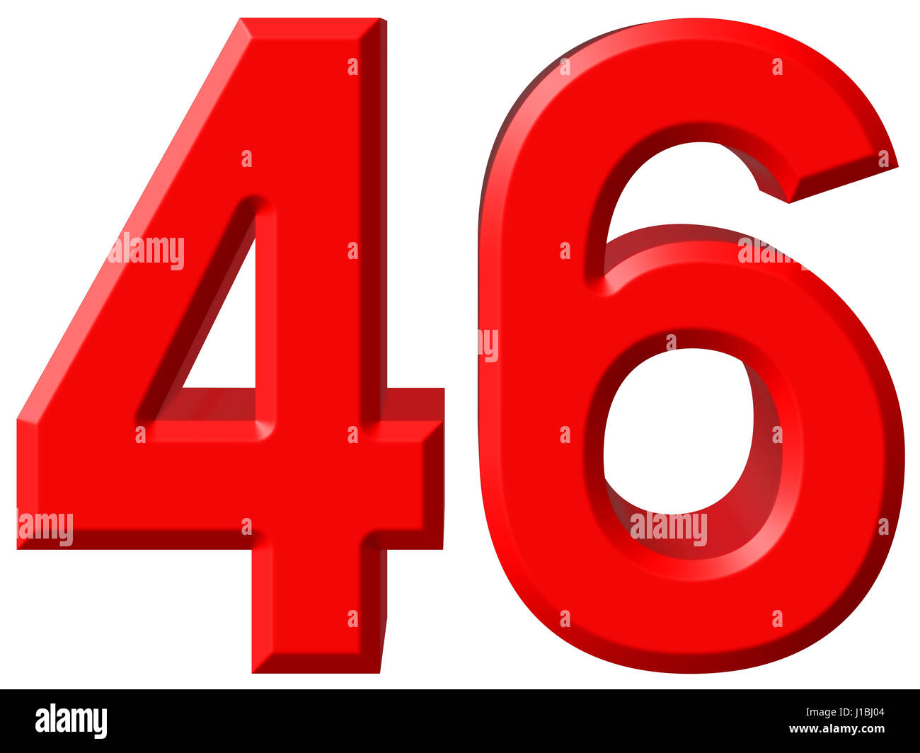Numeral 46, forty six, isolated on white background, 3d render Stock ...