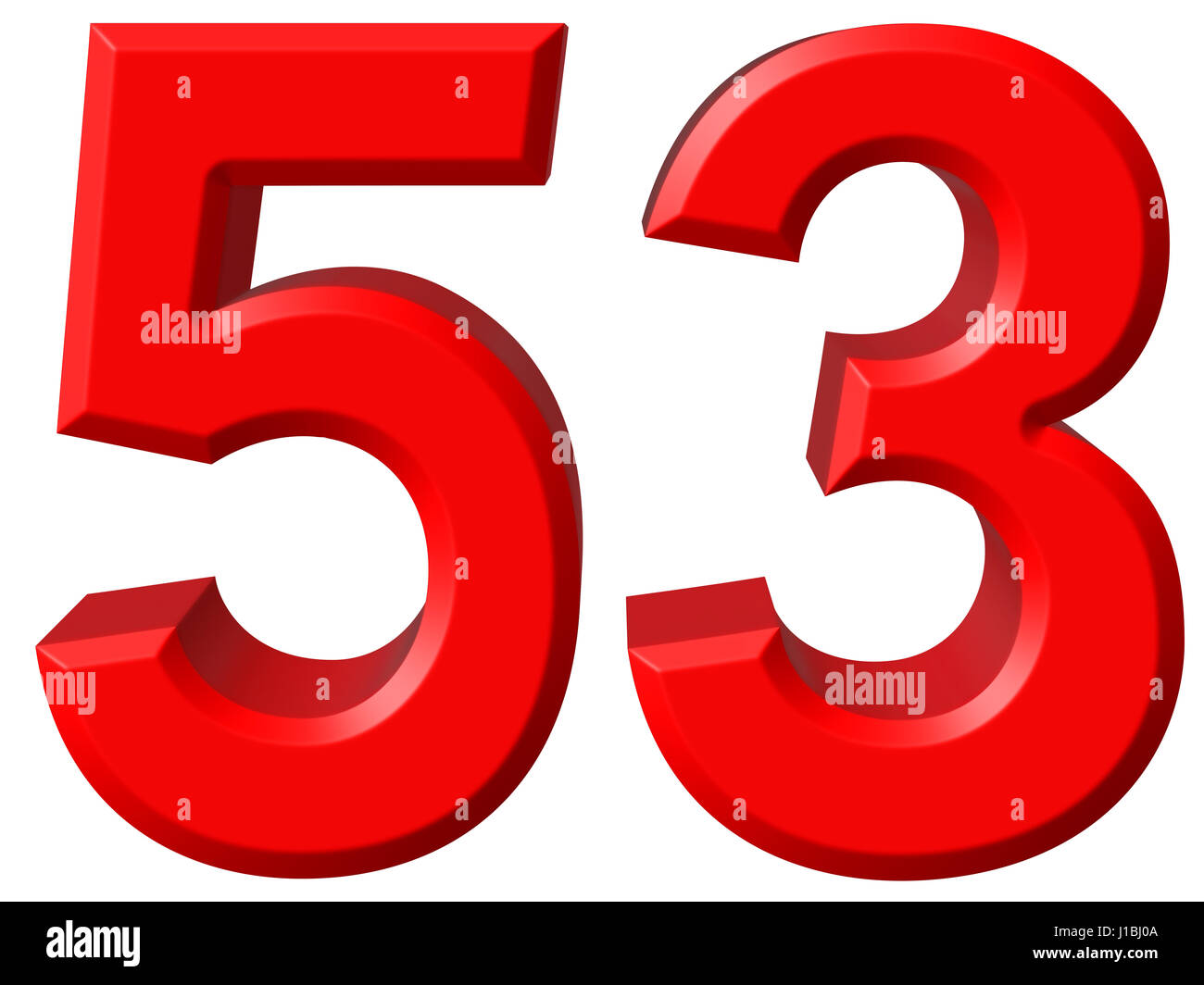 Numeral 53, fifty three, isolated on white background, 3d render Stock ...