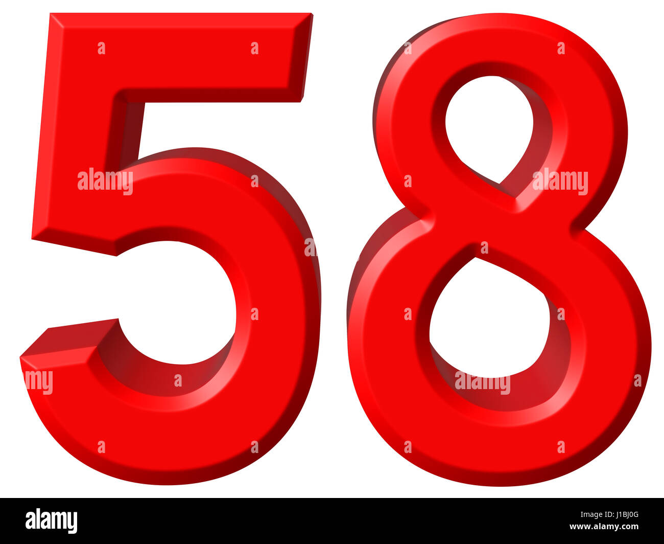 Numeral 58, fifty eight, isolated on white background, 3d render Stock ...