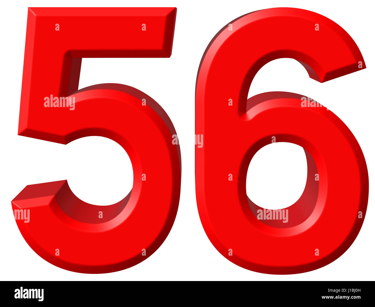 Numeral 56, fifty six, isolated on white background, 3d render Stock ...