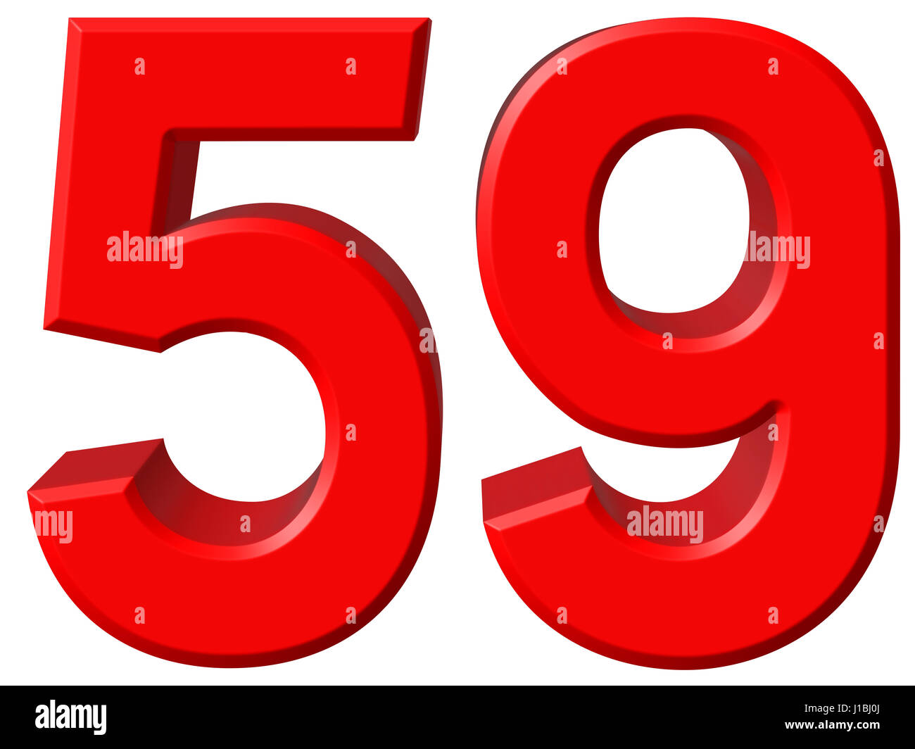 Numeral 59, fifty nine, isolated on white background, 3d render Stock ...