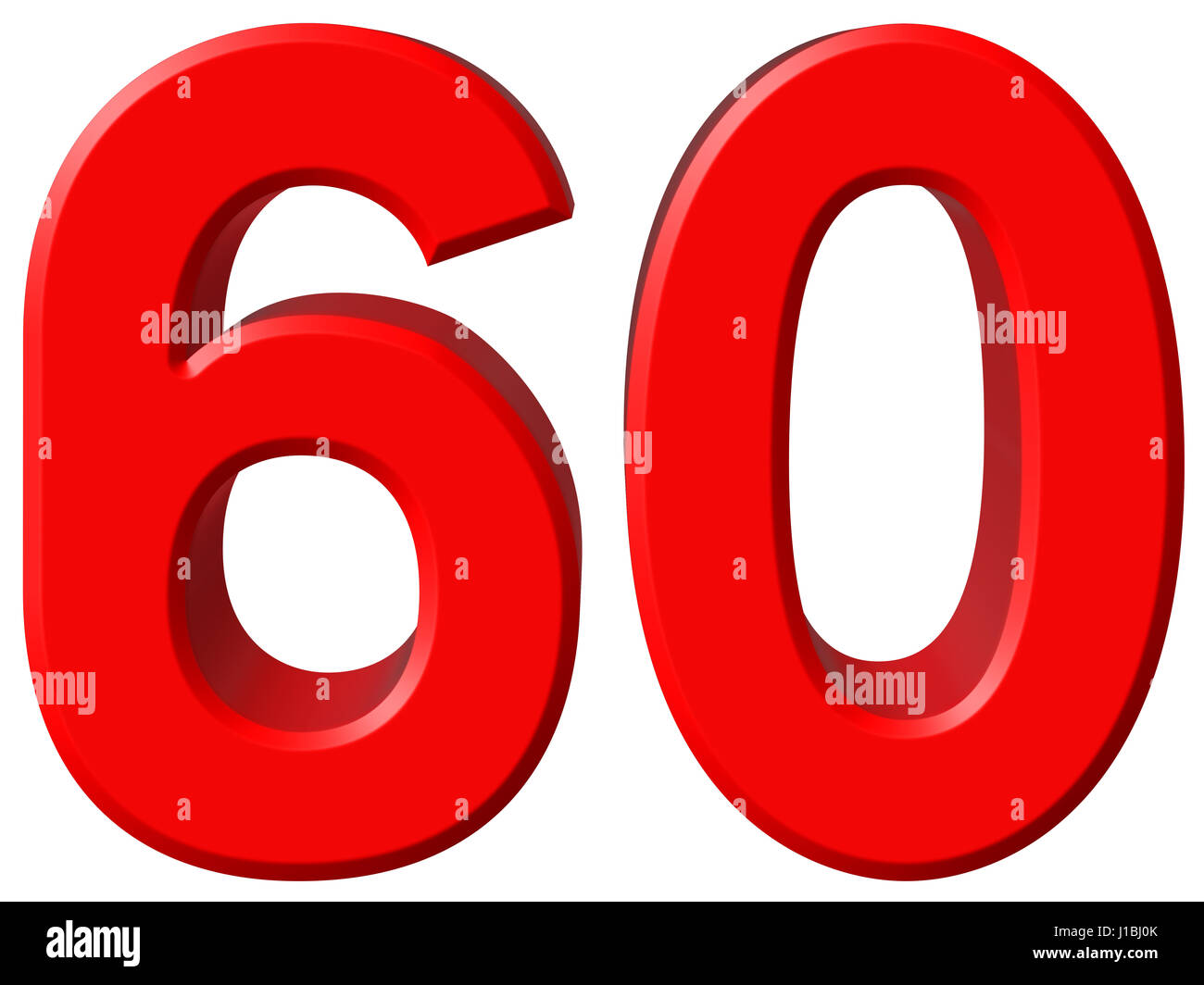 Numeral 60, sixty, sixty, isolated on white background, 3d render Stock ...