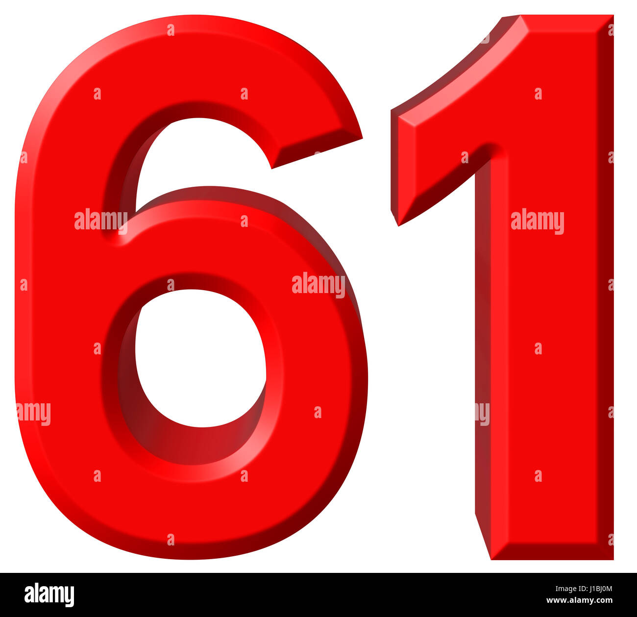 Numeral 61, sixty one, isolated on white background, 3d render Stock ...