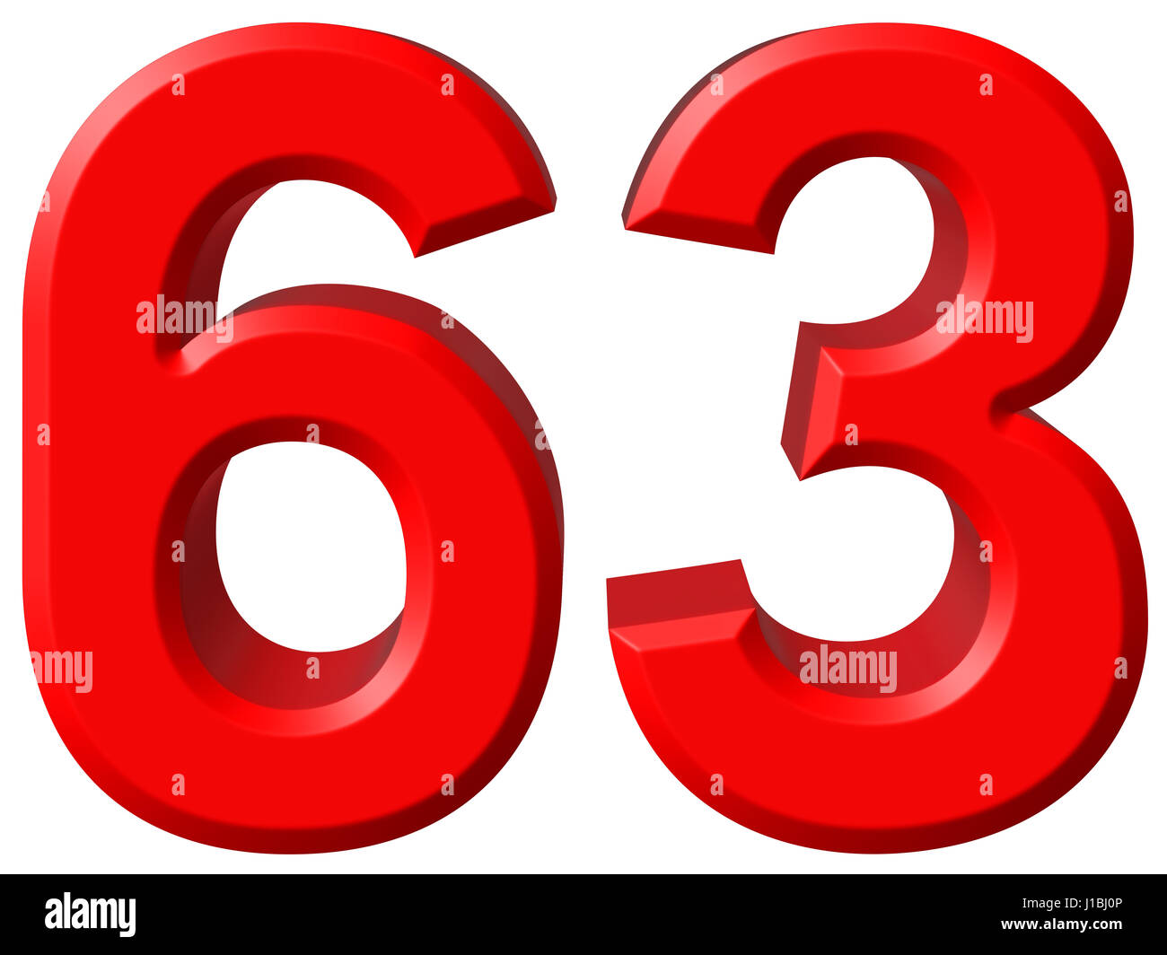 Numeral 63, sixty three, isolated on white background, 3d render Stock Photo - Alamy