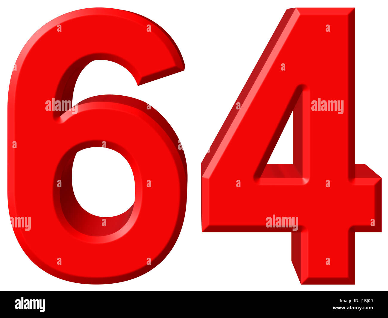 Numeral 64, sixty four, isolated on white background, 3d render Stock ...