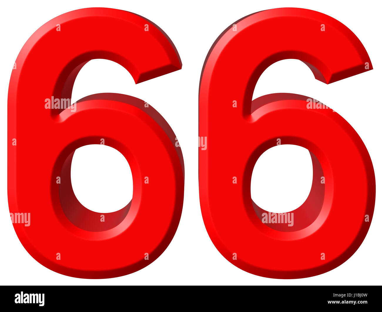 Numeral 66, sixty six, isolated on white background, 3d render Stock ...