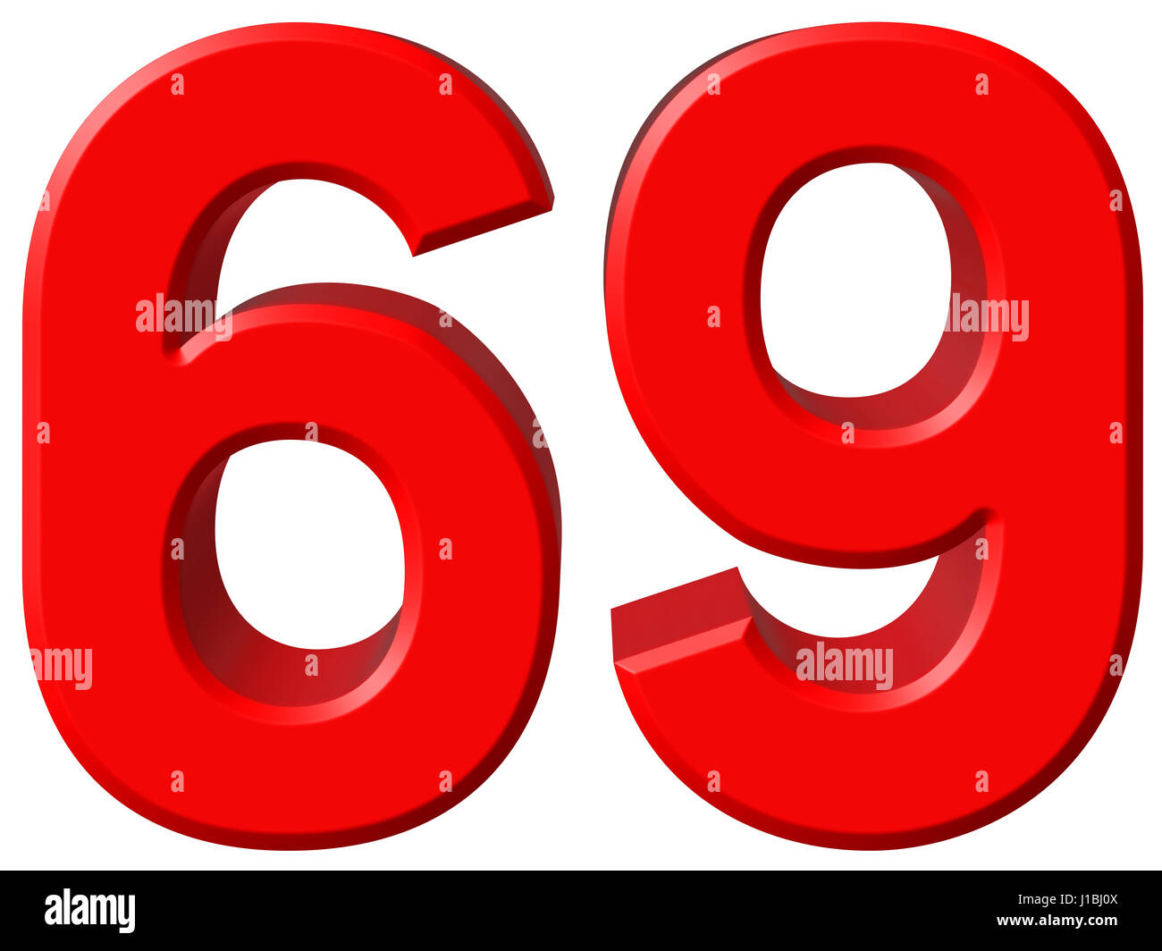 Numeral 69, sixty nine, isolated on white background, 3d render Stock ...
