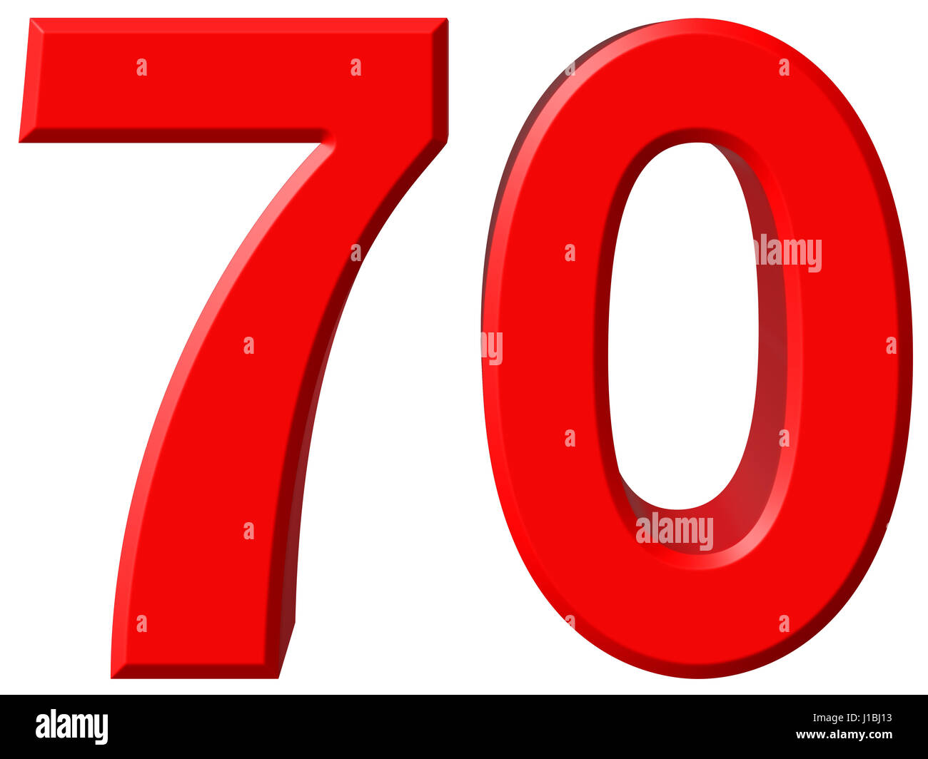 Numeral 70, seventy, isolated on white background, 3d render Stock ...