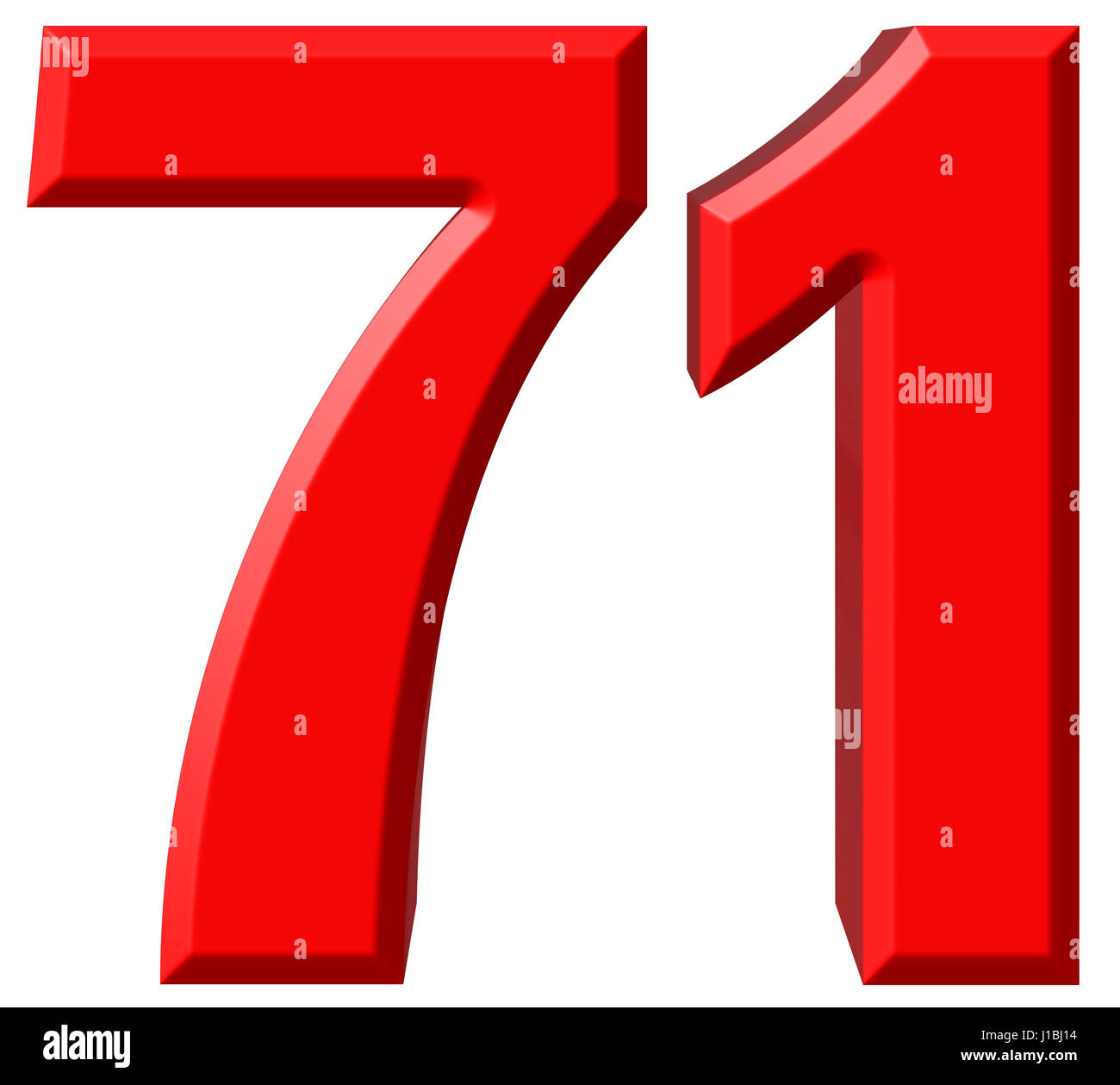 Numeral 71, seventy one, isolated on white background, 3d render Stock ...
