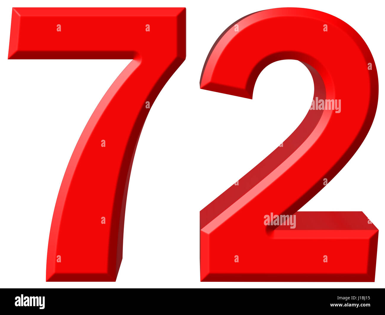 Numeral 72, seventy two, isolated on white background, 3d render Stock ...