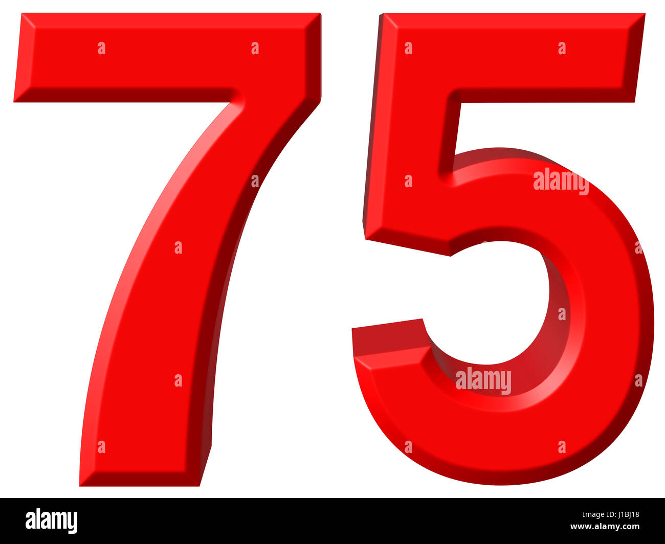 Numeral 75, seventy five,, isolated on white background, 3d render ...